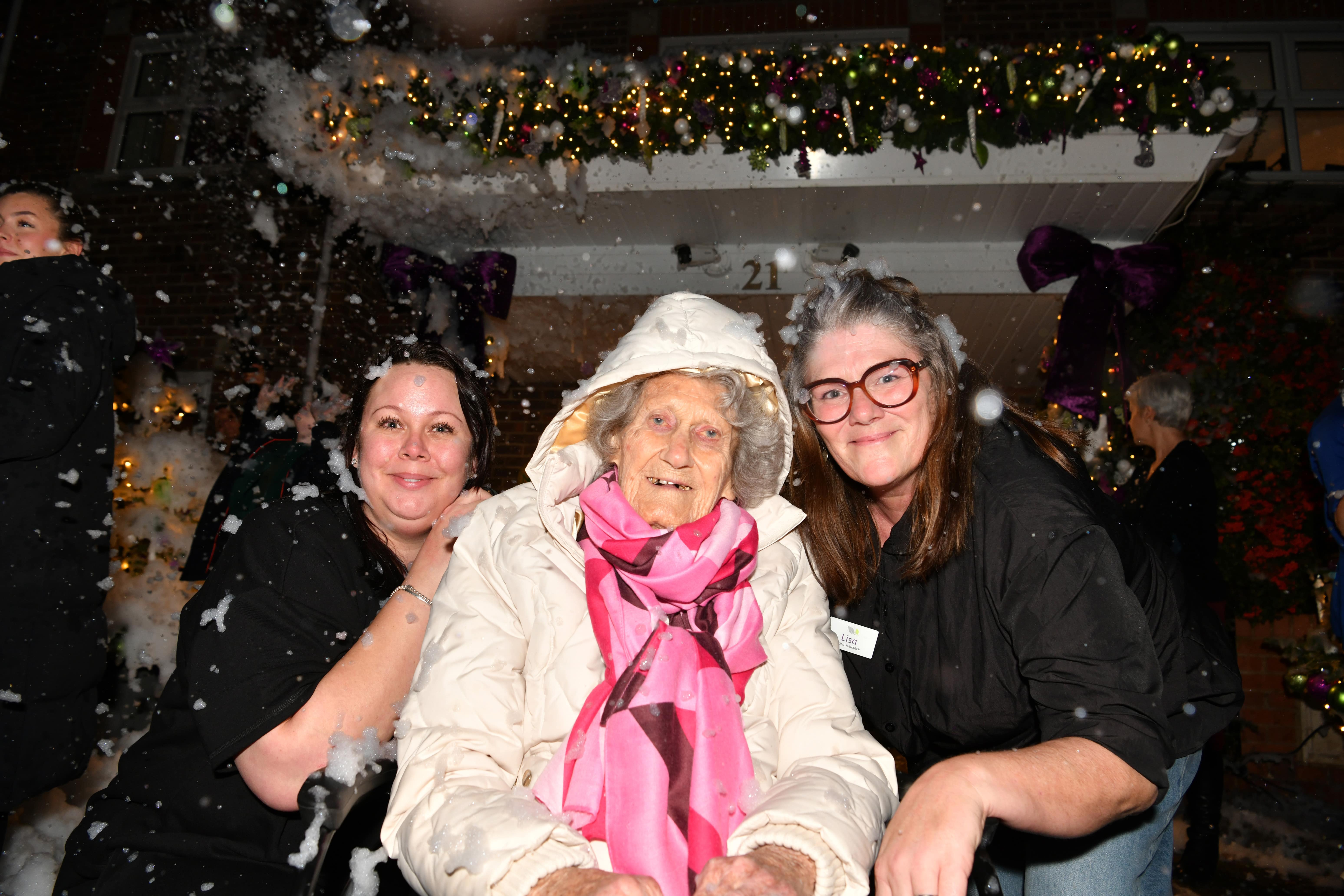 Chingford care home resident switches on Christmas lights on her 101st ...